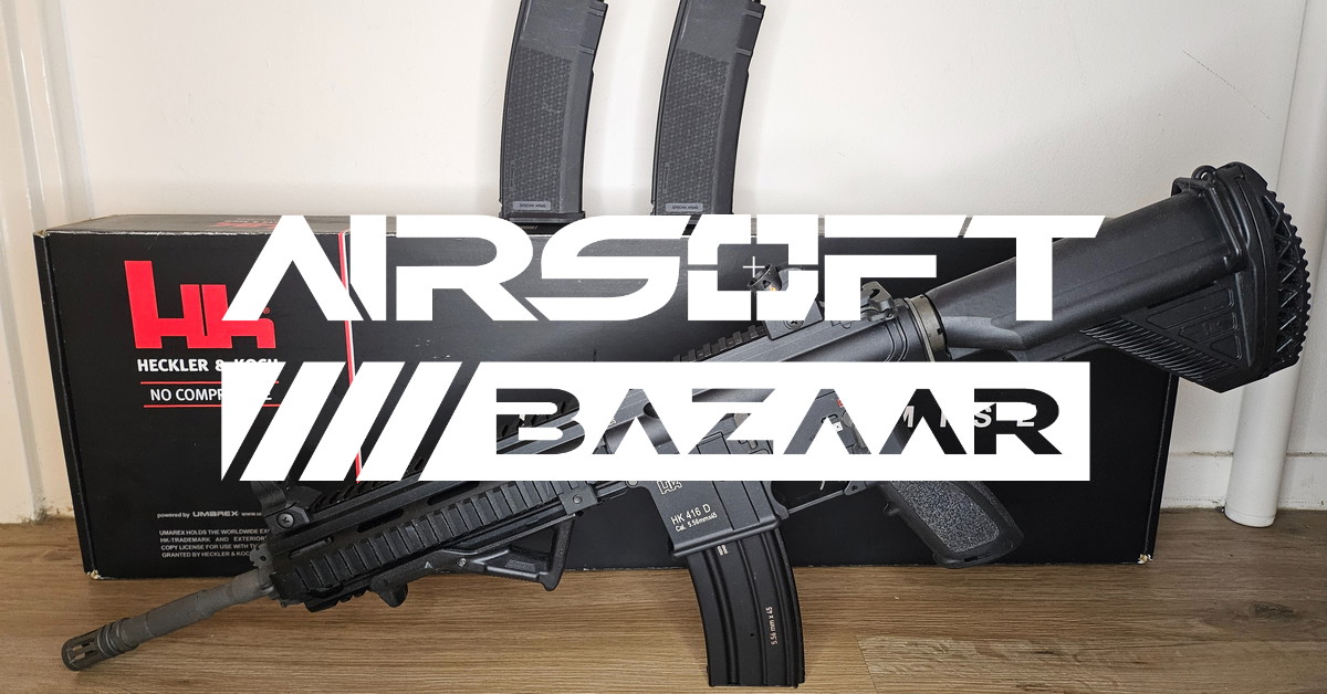 VFC HK416D V2 met 1 originele hi-cap en 2 mid-caps + angled foregrip - Airsoft Bazaar